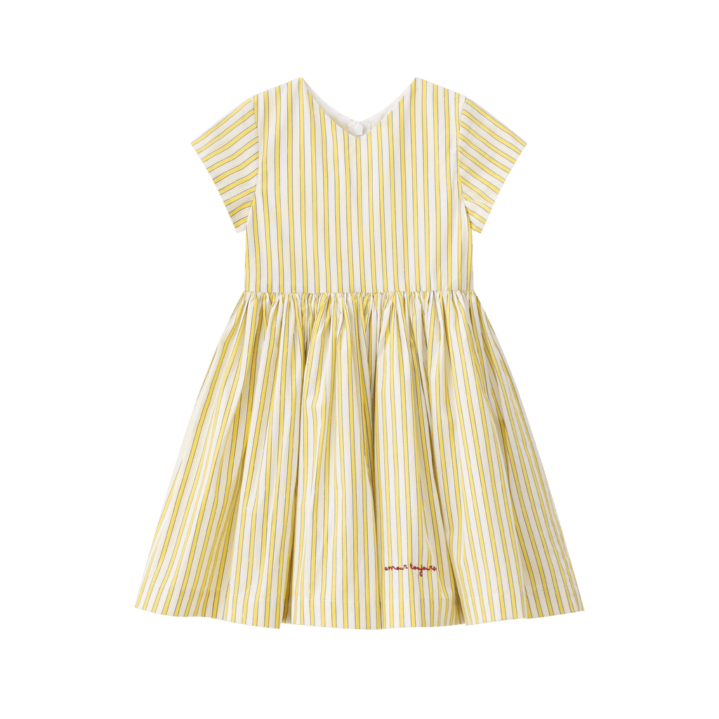 Coco Blanc Yellow Striped Dress Short Sleeve – JellyBeanz Kids