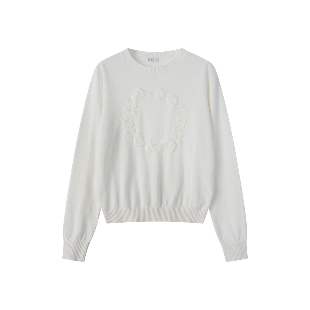 Coco Blanc Chunky Crew Sweater with Embossed Center – JellyBeanz Kids